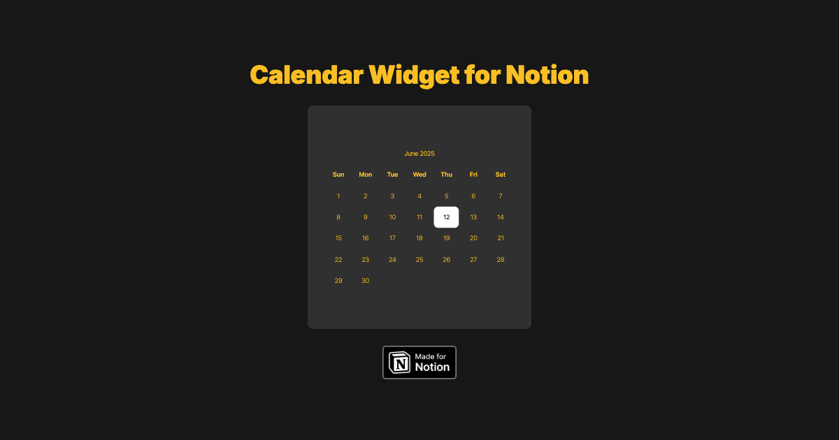 Calendar Widget for Notion