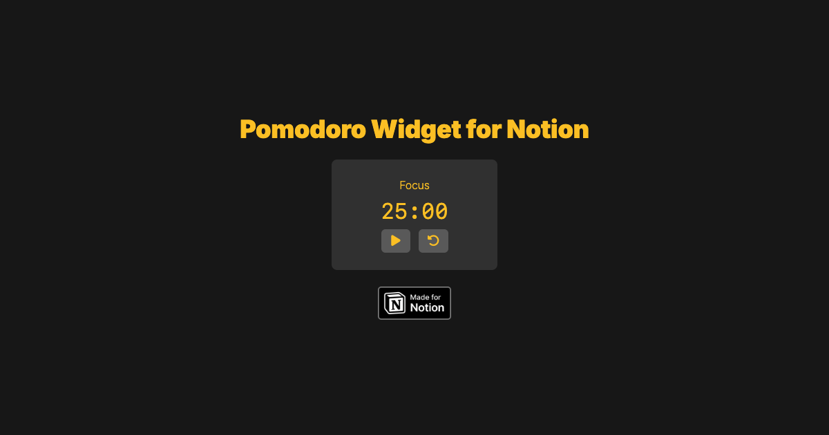 Pomodoro Widget for Notion