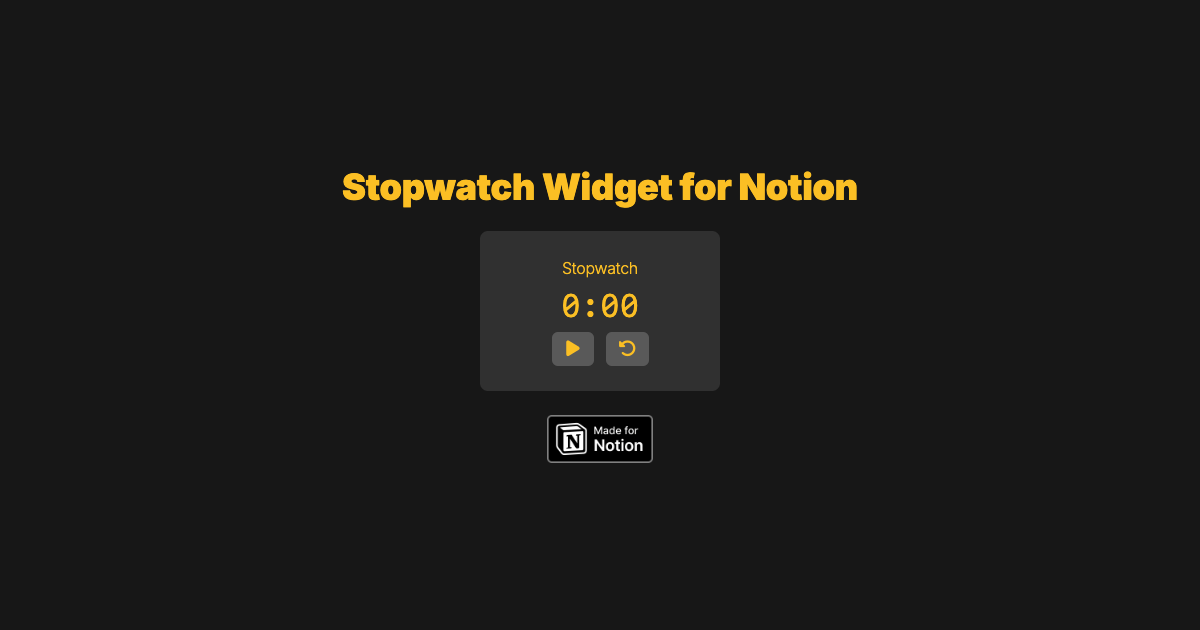Stopwatch Widget for Notion